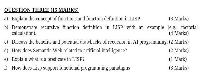 QUESTION THREE (15 MARKS) a) Explain the | StudyX