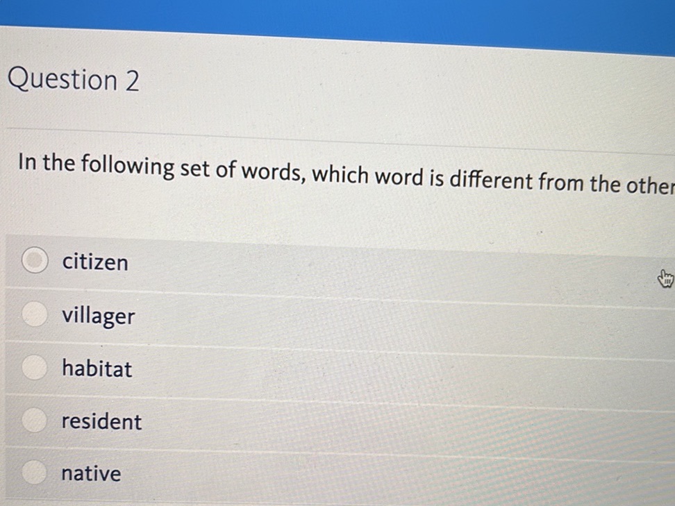 In the following set of words, which word is | StudyX