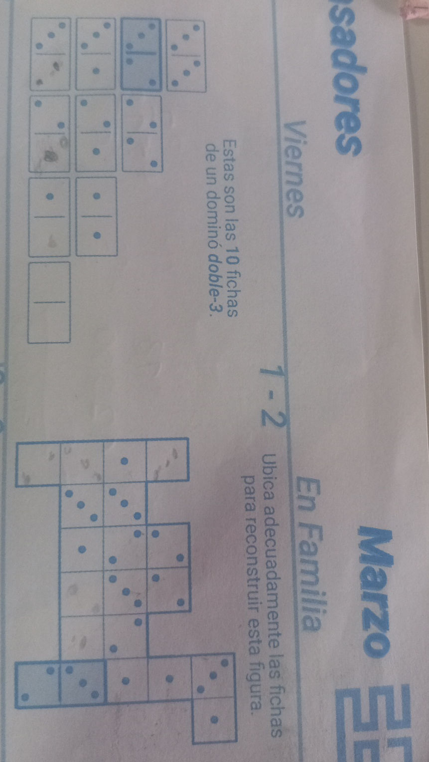 Estas son las 10 fichas de un dominó | StudyX