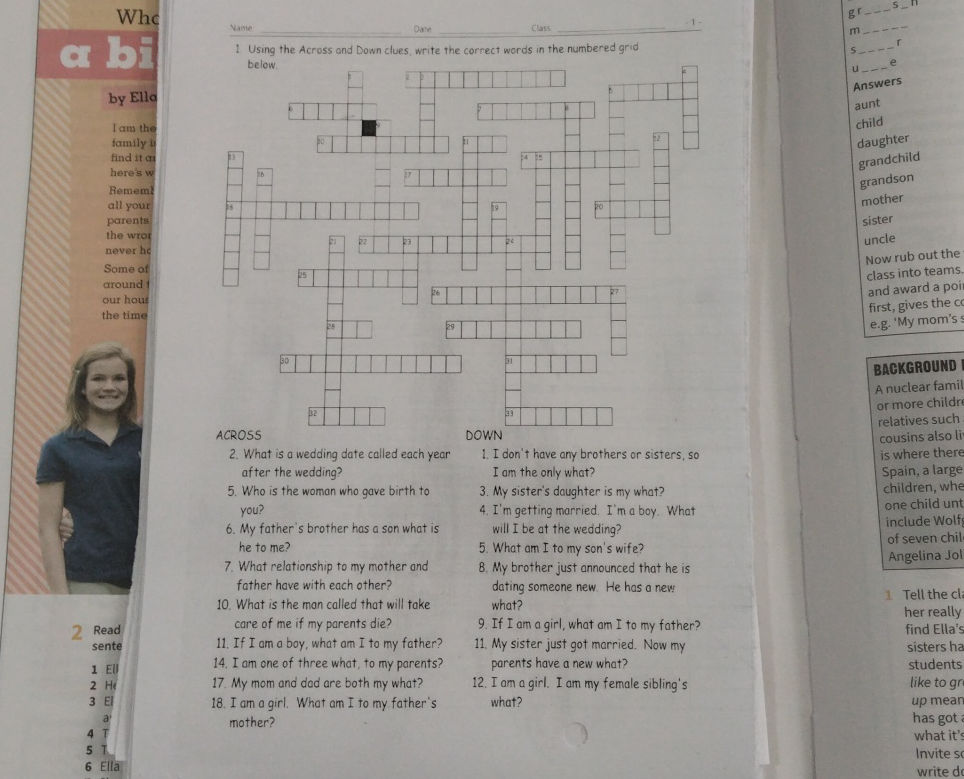 1. Using the Across and Down clues, write | StudyX