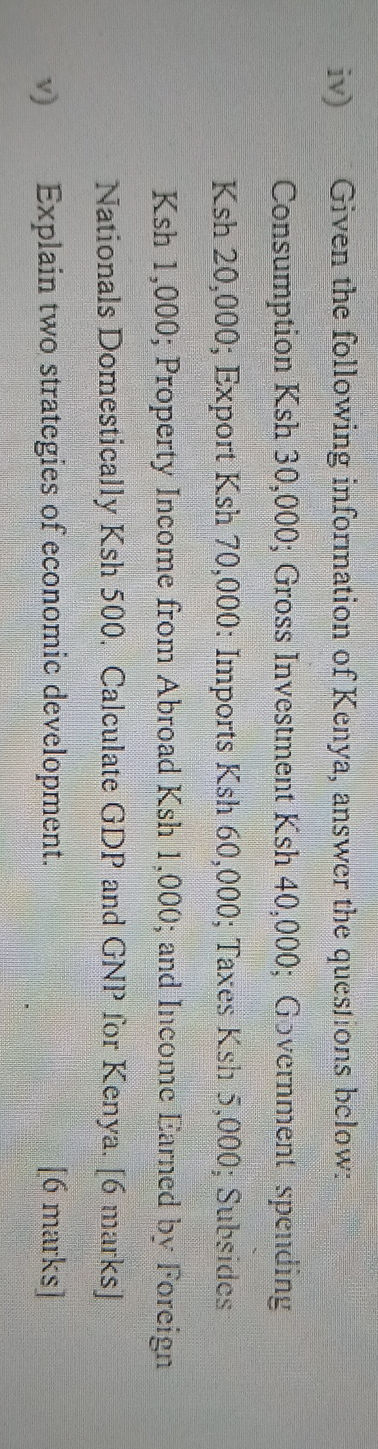 iv) Given the following information of | StudyX