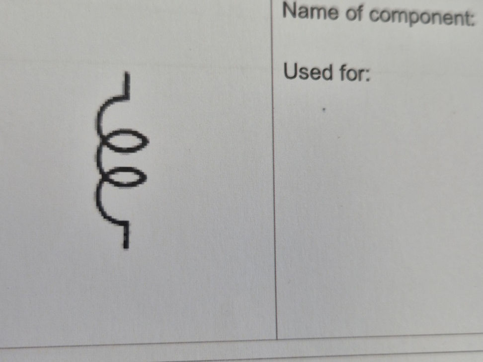 Name of component: Used for: (Image of an | StudyX