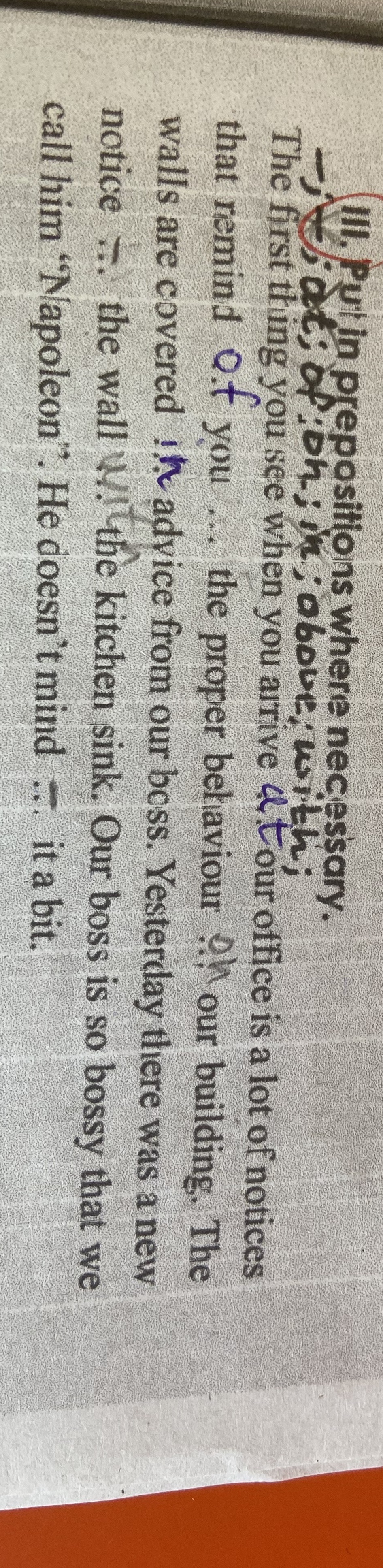 III. Put in prepositions where necessary. | StudyX