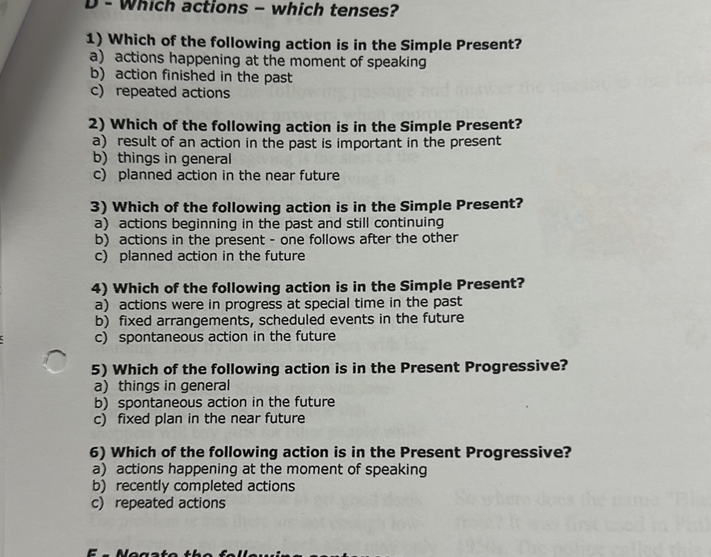 1) Which of the following action is in the | StudyX