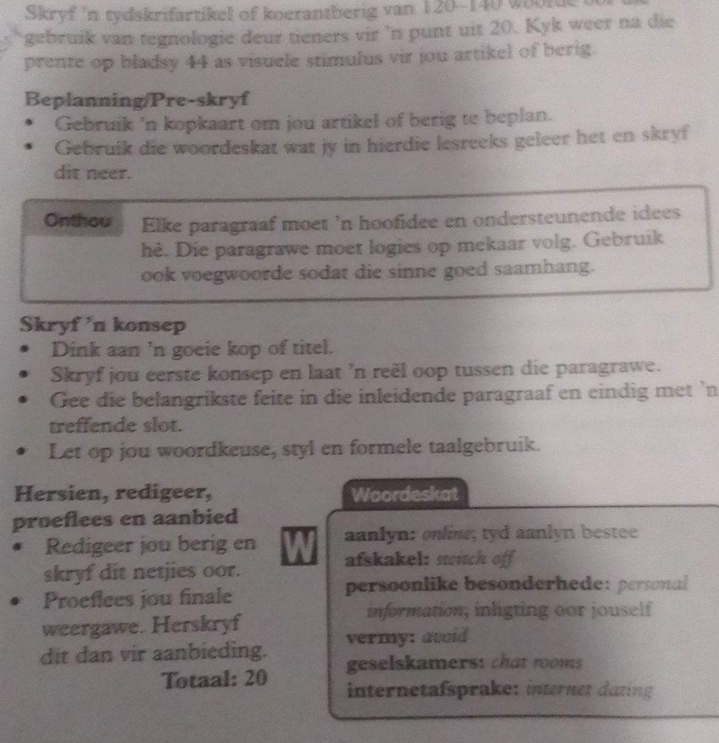 Skryf 'n tydskrifartikel of koerantberig van | StudyX