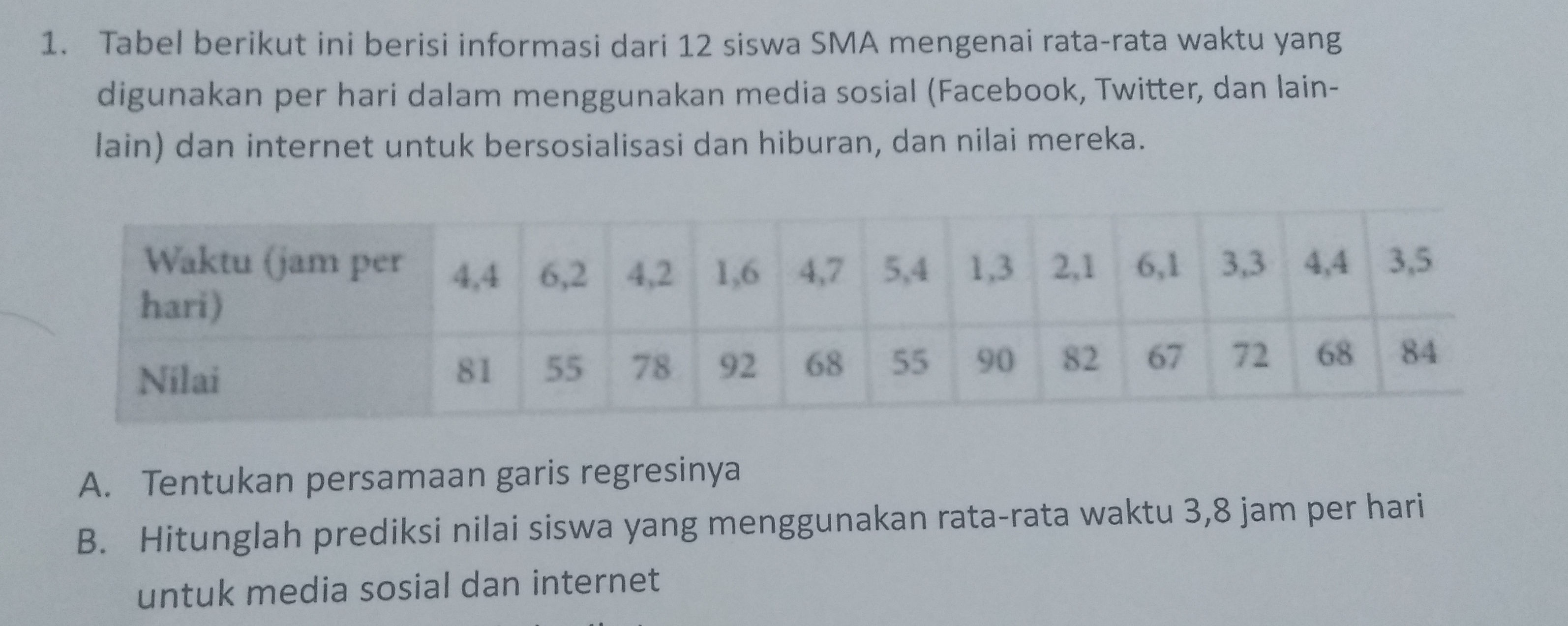 1. Tabel berikut ini berisi informasi dari | StudyX