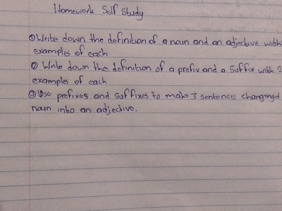 1 Write down the definition of a noun and an | StudyX