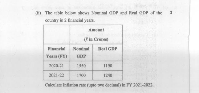 (ii) The table below shows Nominal GDP and | StudyX