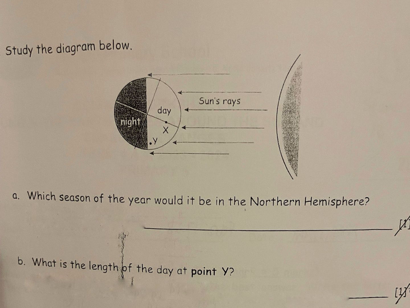 Study the diagram below. Sun's rays day | StudyX