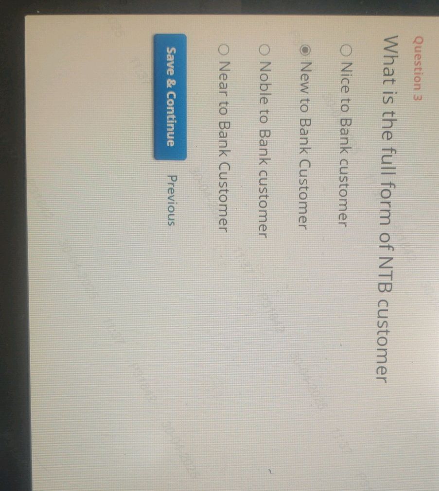 Question 3 What is the full form of NTB | StudyX