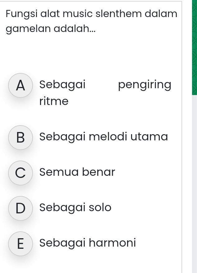 Fungsi alat music slenthem dalam gamelan | StudyX