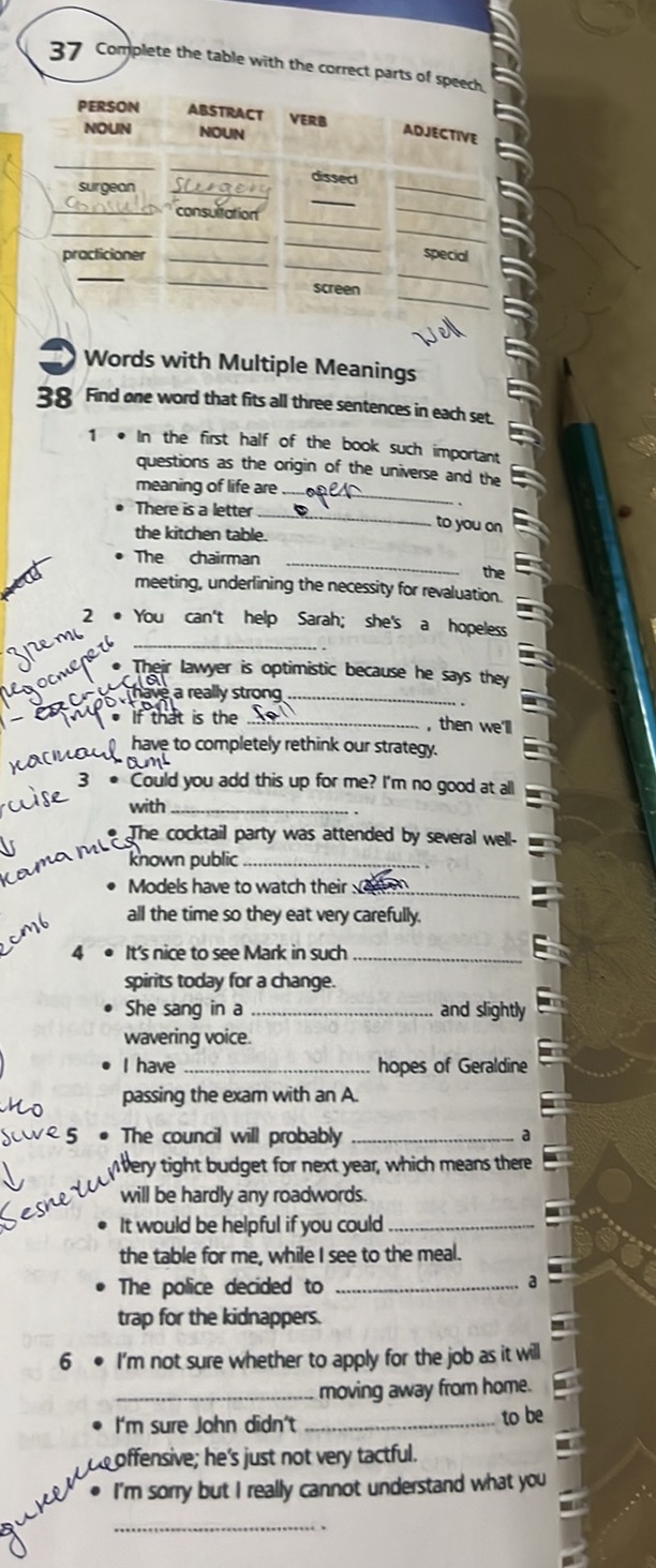 37 Complete the table with the correct parts | StudyX