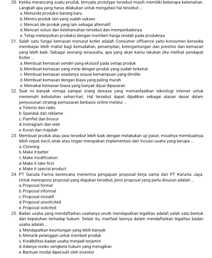 20. Ketika merancang suatu produk, ternyata | StudyX