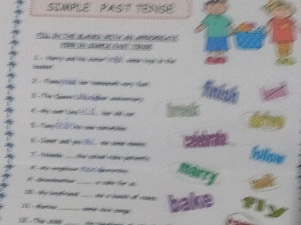 SIMPLE PAST TENISE FILL IN THE BLANKS WITH | StudyX