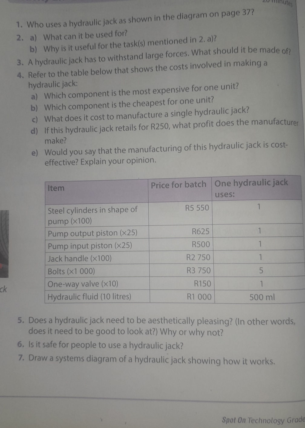 1. Who uses a hydraulic jack as shown in the | StudyX