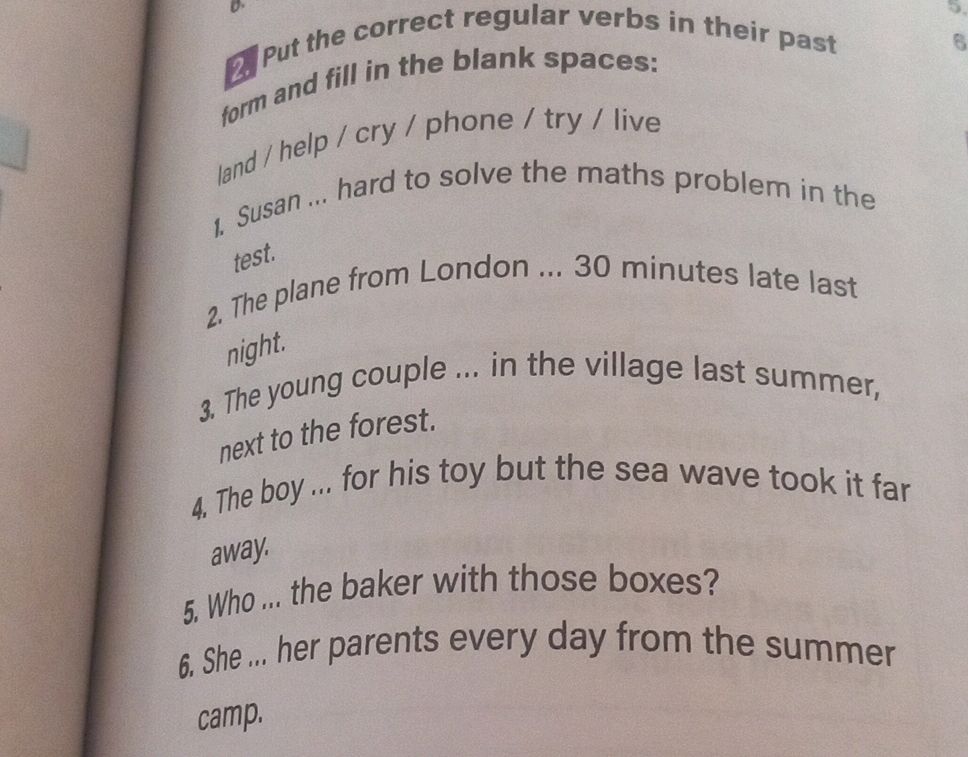 2. Put the correct regular verbs in their | StudyX