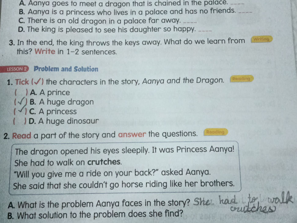 A. Aanya goes to meet a dragon that is | StudyX