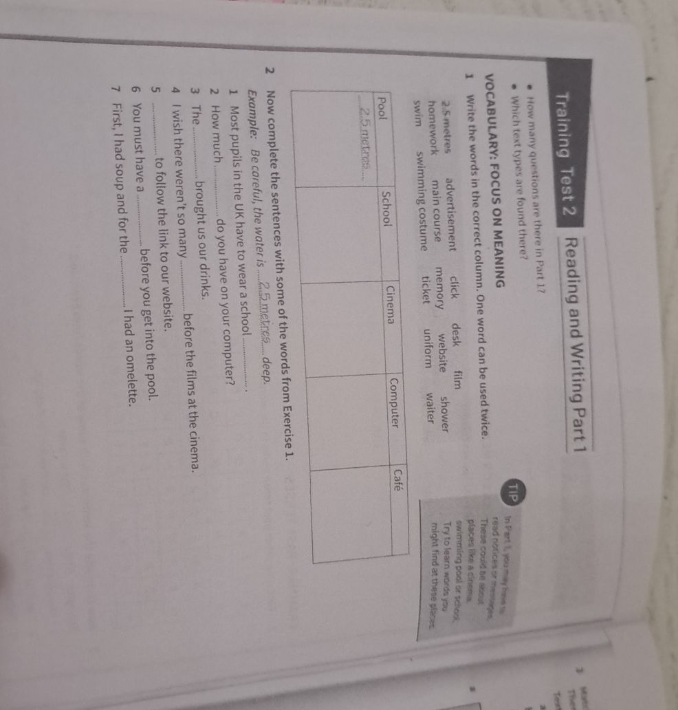 1. Write the words in the correct column. | StudyX