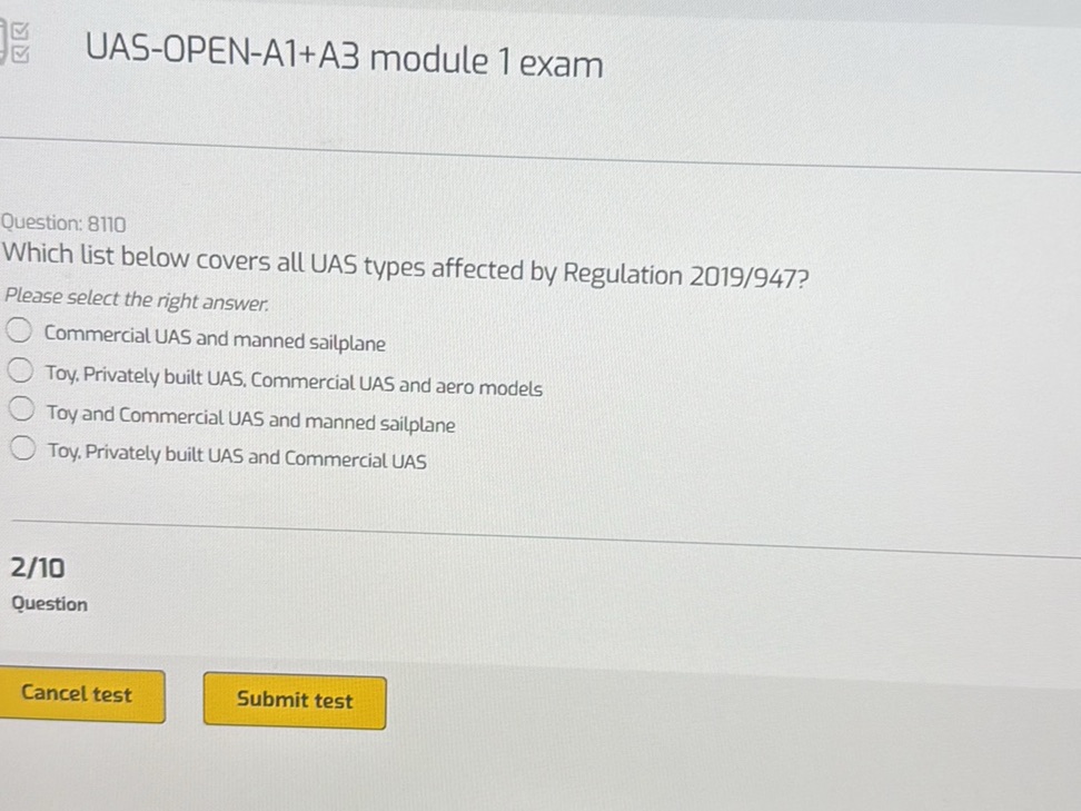 Which list below covers all UAS types