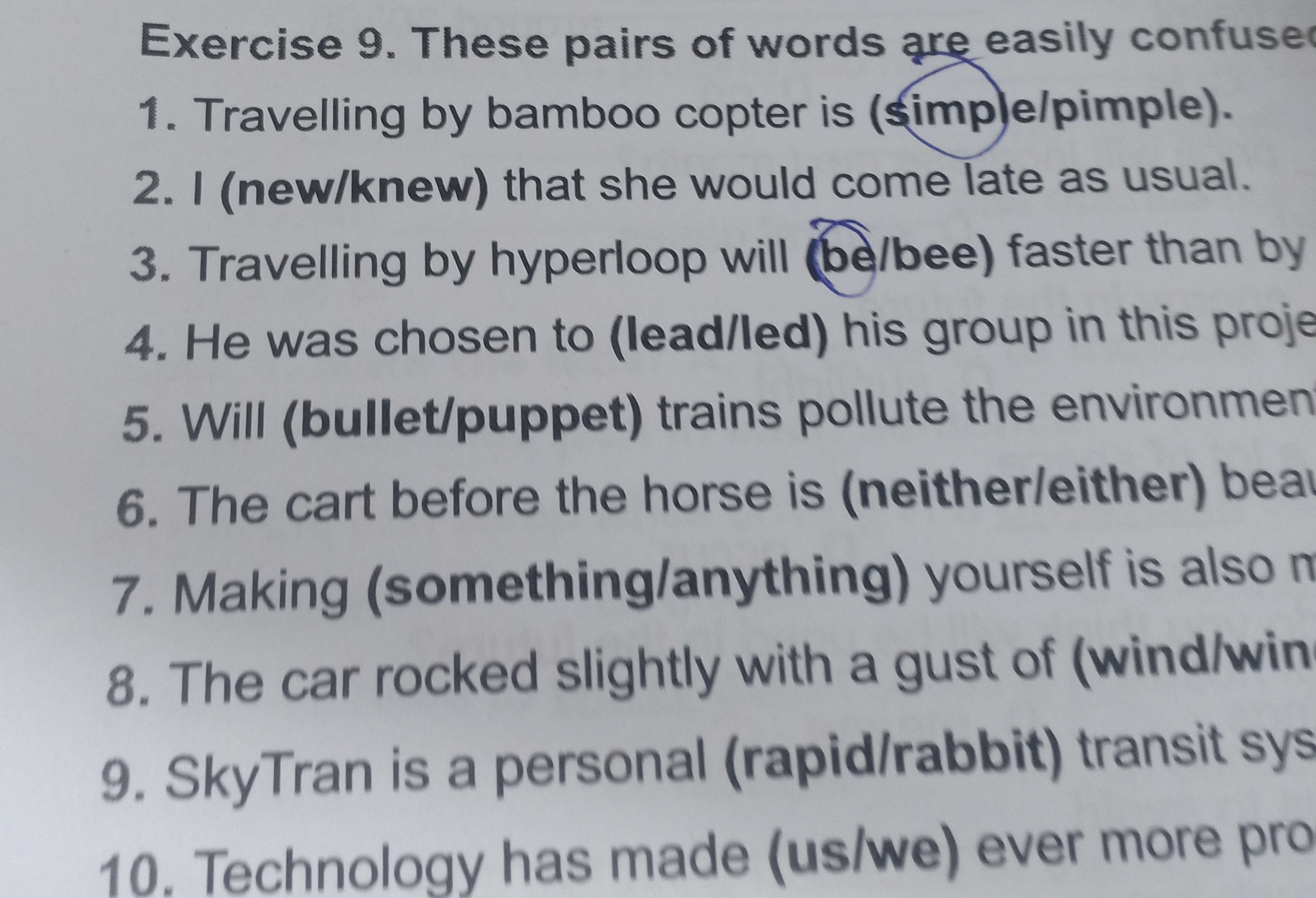 Exercise 9. These pairs of words are easily | StudyX