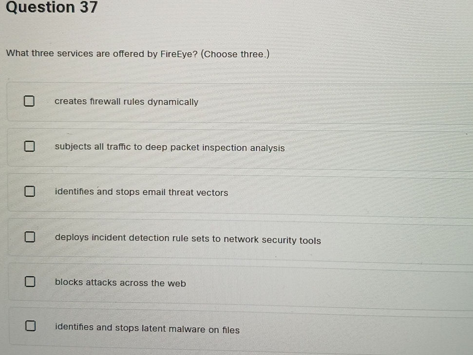 What three services are offered by FireEye?