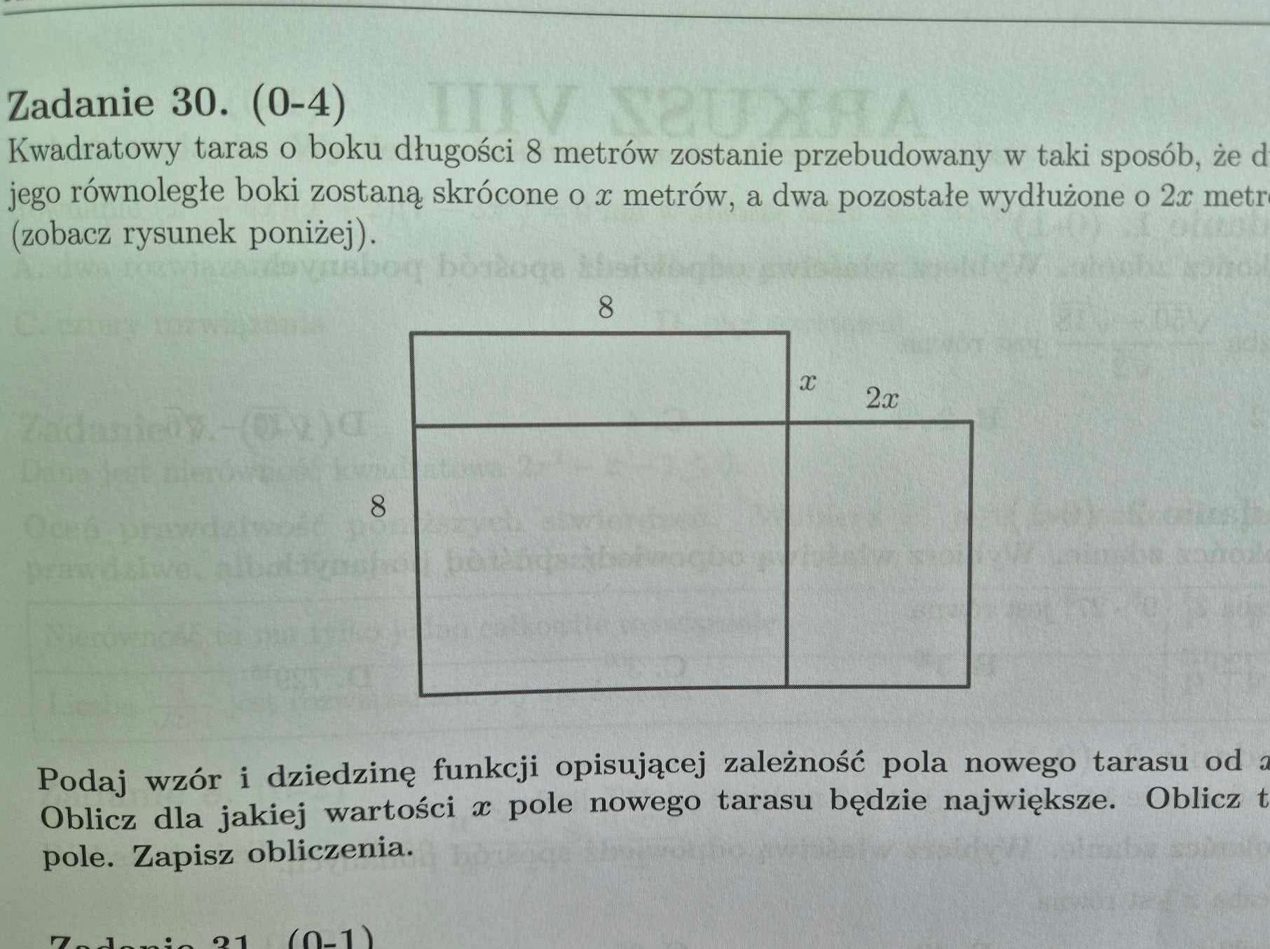 Kwadratowy taras o boku długości 8 metrów | StudyX