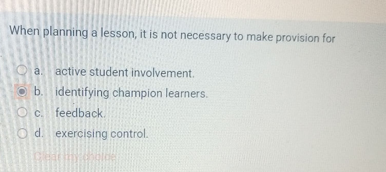 When planning a lesson, it is not necessary | StudyX