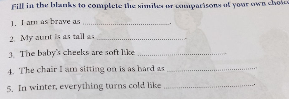 Fill in the blanks to complete the similes | StudyX