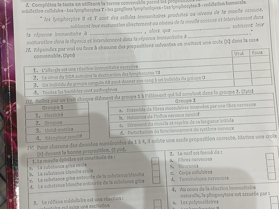 I. Complétez le texte en utilisant le terme | StudyX