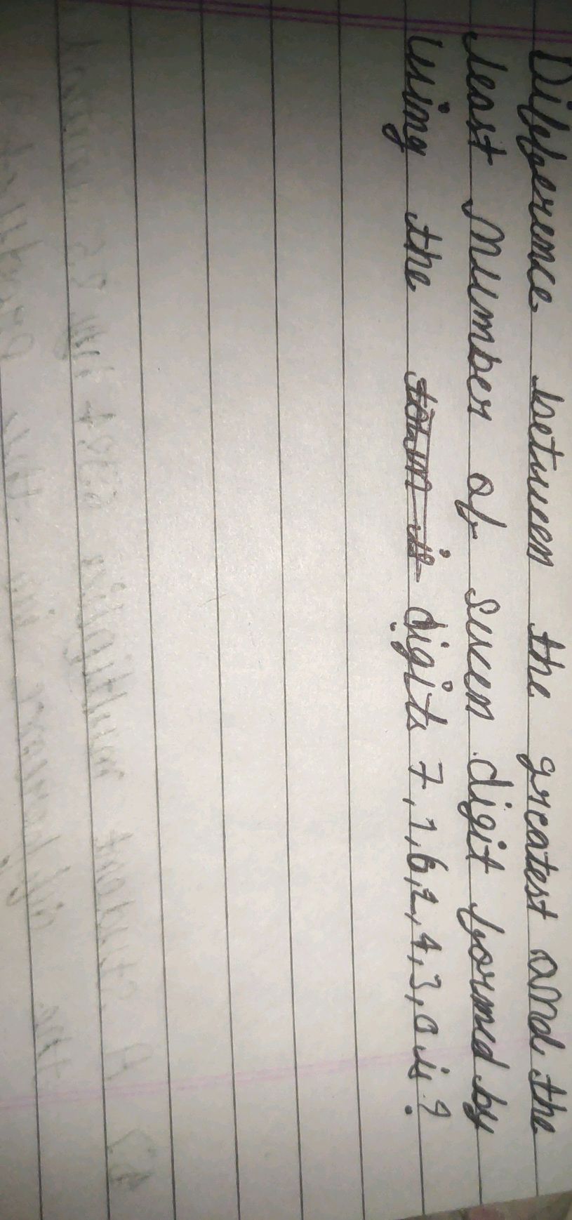 Difference between the greatest and the | StudyX