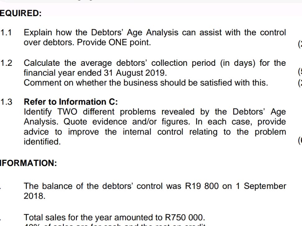 1.1 Explain how the Debtors' Age Analysis | StudyX