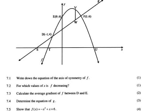 7.1 Write down the equation of the axis of | StudyX