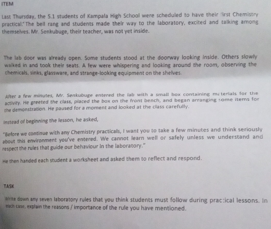 Write down any seven laboratory rules that | StudyX