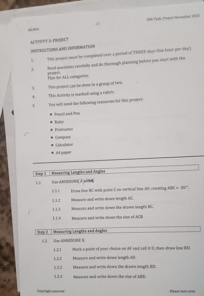 Step 1 Measuring Lengths and Angles 1.1 Use | StudyX