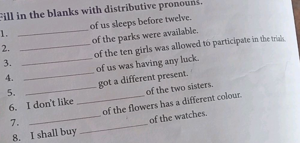 Fill in the blanks with distributive | StudyX