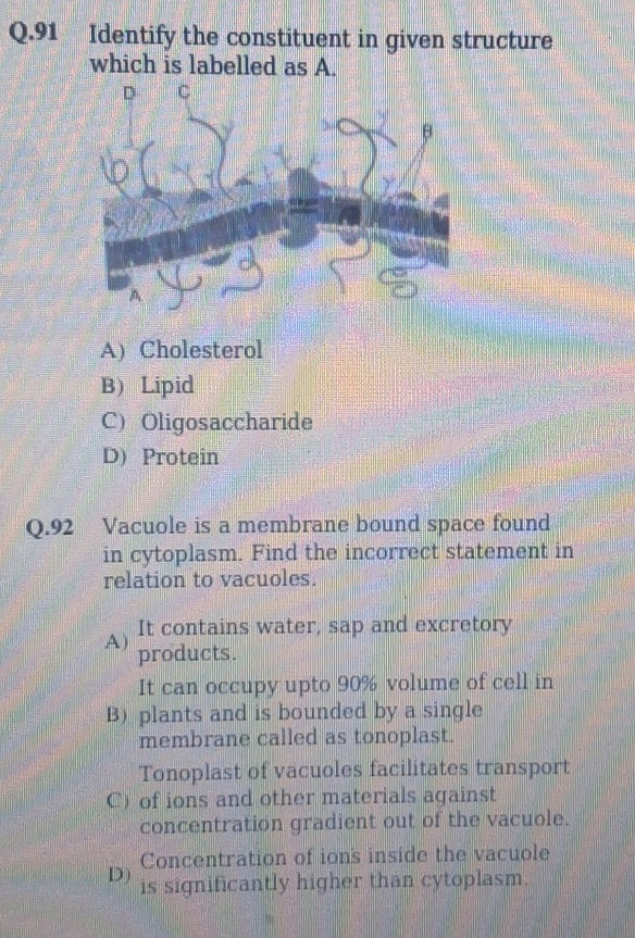 Q.91 Identify the constituent in given | StudyX