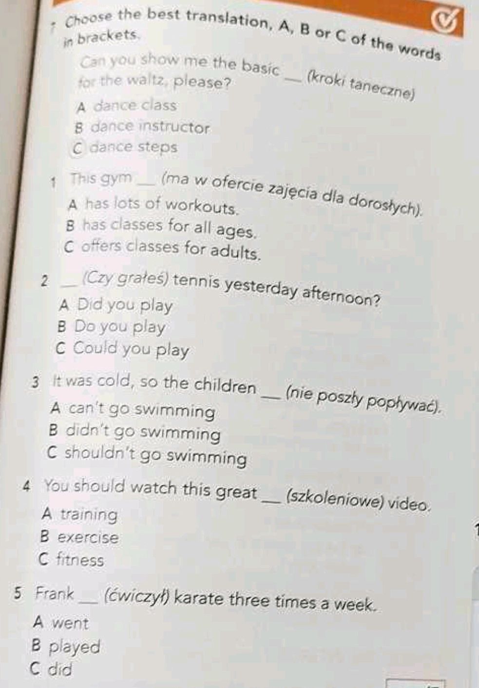 Choose the best translation, A, B or C of | StudyX