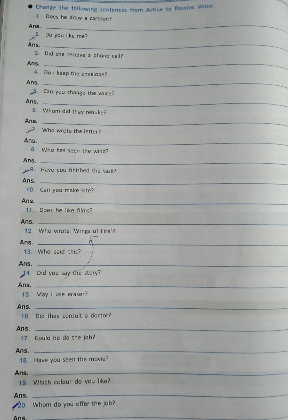 Change the following sentences from Active | StudyX