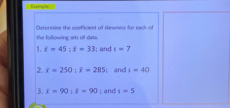 Determine the coefficient of skewness for | StudyX