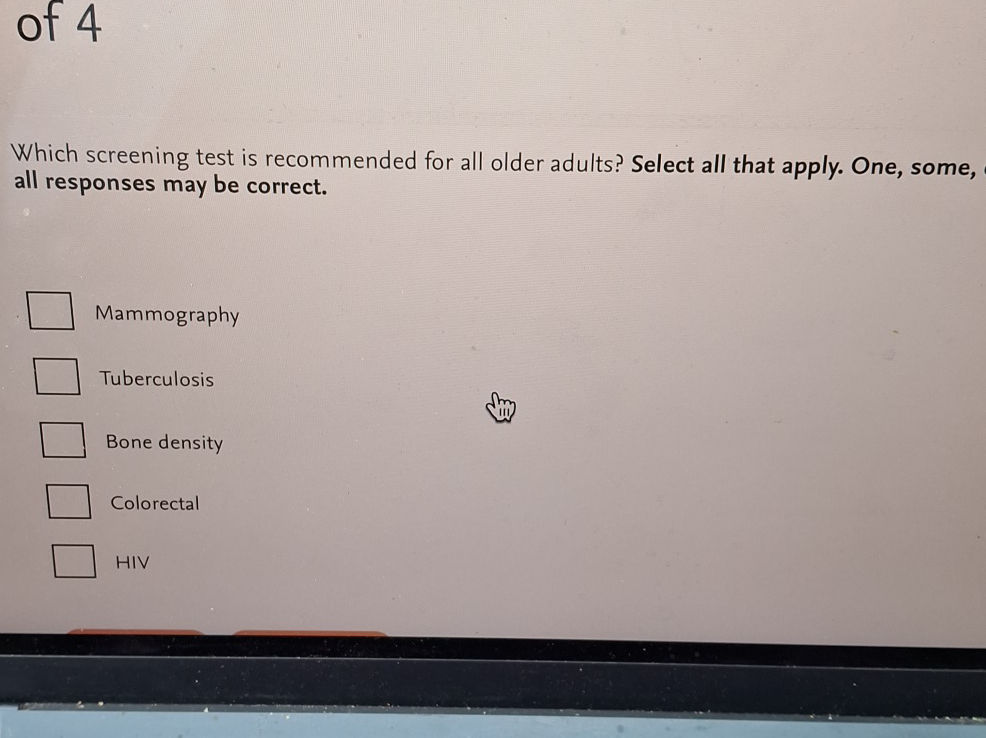 Which screening test is recommended for all | StudyX