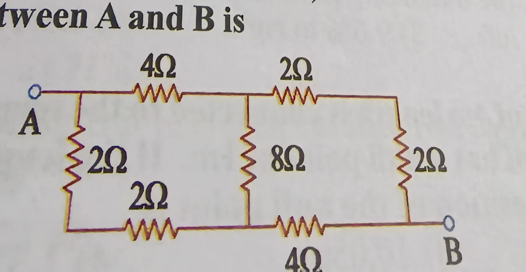The equivalent resistance between A and B is | StudyX
