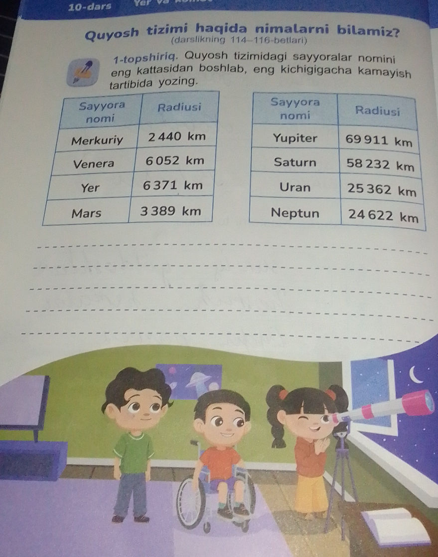 1-topshiriq. Quyosh tizimidagi sayyoralar | StudyX