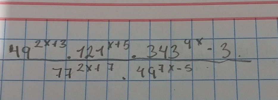 {49^{2x+3} 121^{x+5} 343^{4x}}{77^{2x+7} | StudyX