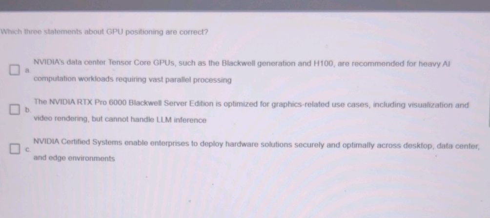 Which three statements about GPU positioning
