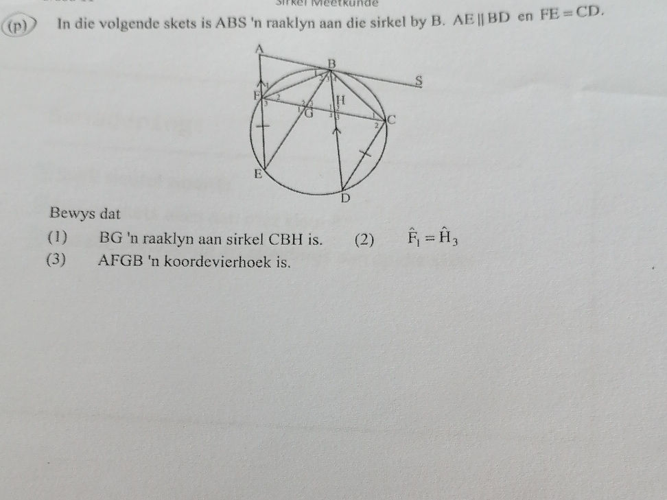 In die volgende skets is ABS 'n raaklyn aan | StudyX