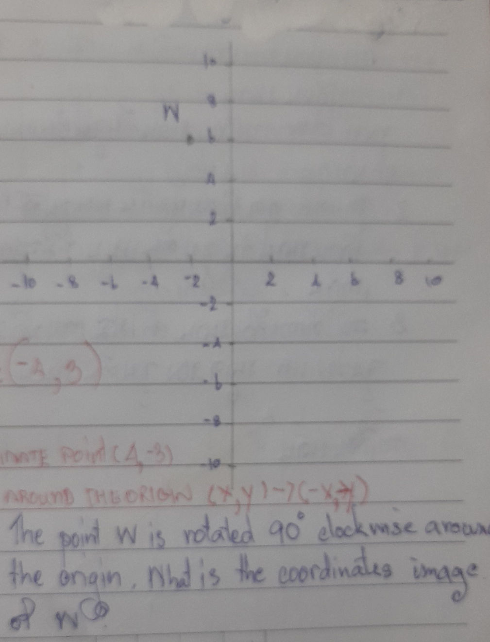 The point W is rotated 90° clockwise around | StudyX