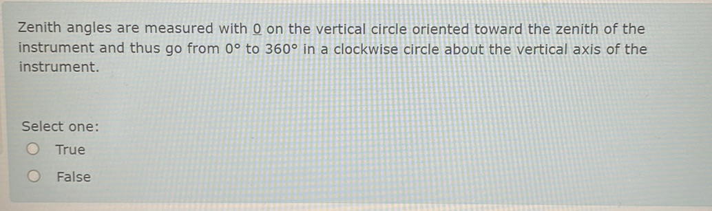 Zenith angles are measured with 0 on the | StudyX