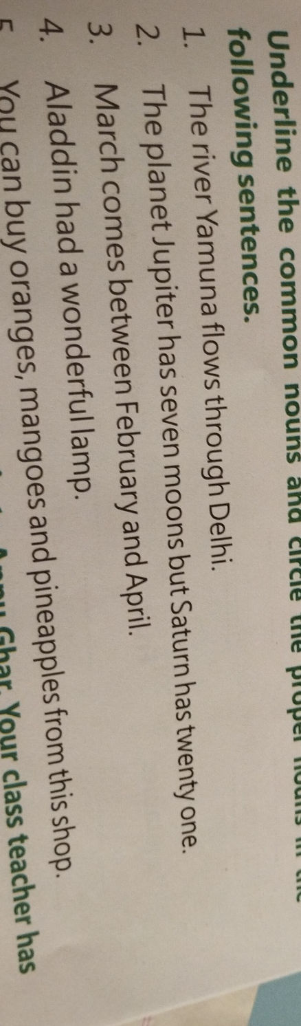 Underline the common nouns and circle the | StudyX