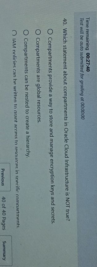 Which statement about compartments in Oracle