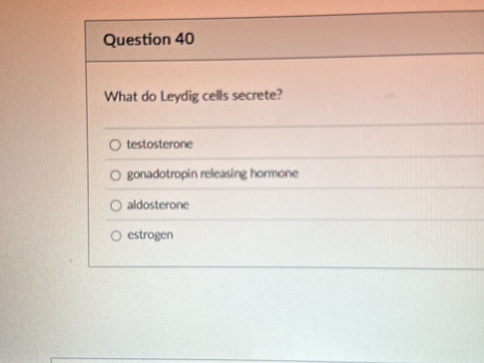 What do Leydig cells secrete? testosterone | StudyX